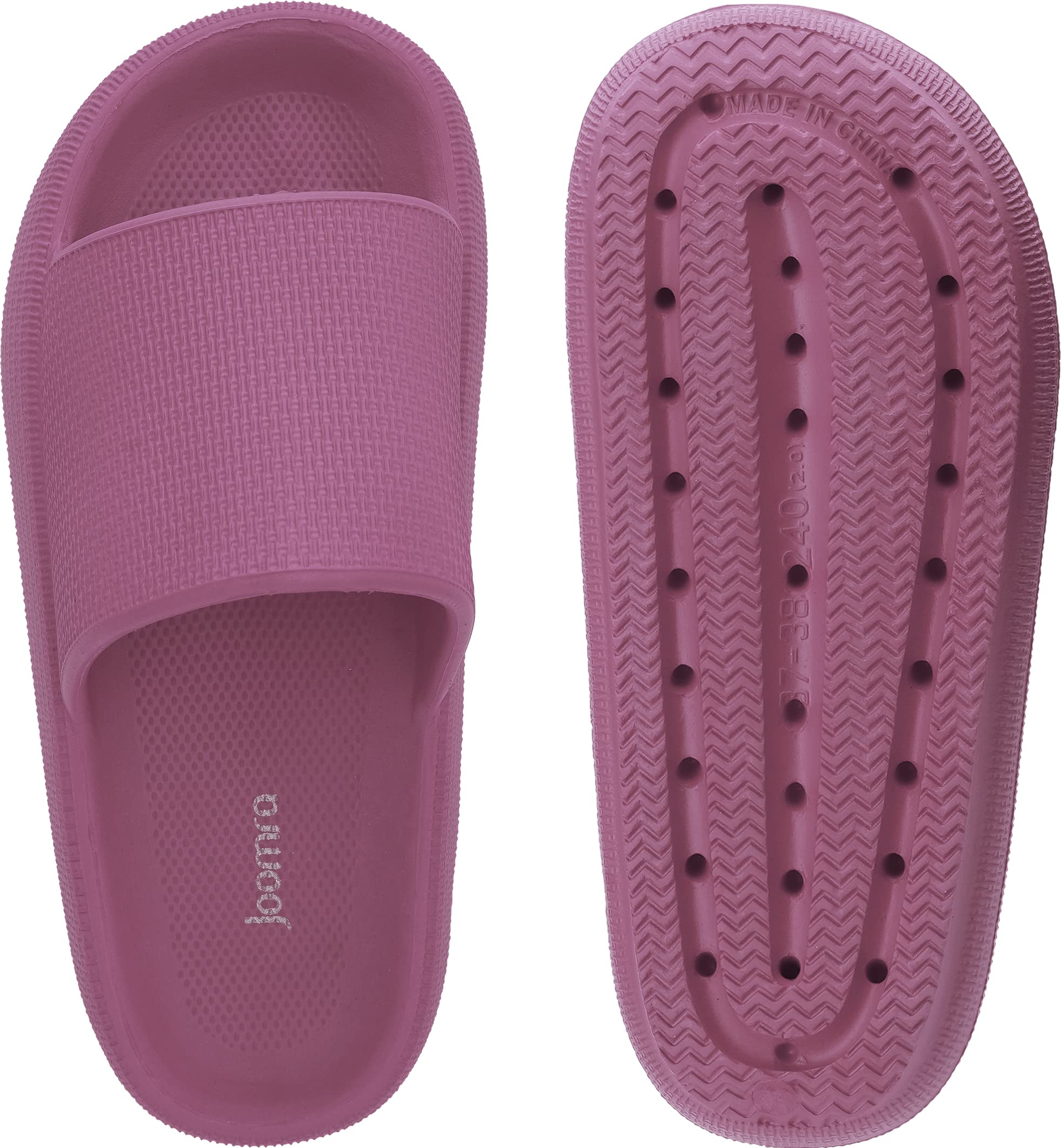 Joomra Womens Slides Thick Sole Platform Non Slip House Shower Bathroom Pillow Slippers for Ladies Cushioned Tan Soft Indoor Bath Female Sandals Fuchsia 35-36