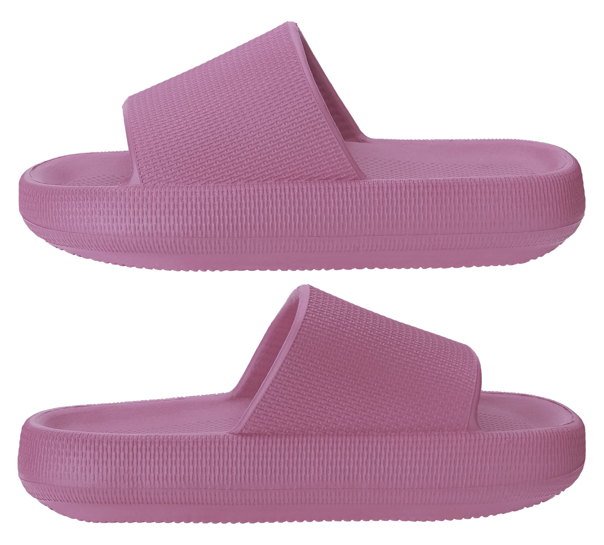 Joomra Womens Slides Thick Sole Platform Non Slip House Shower Bathroom Pillow Slippers for Ladies Cushioned Tan Soft Indoor Bath Female Sandals Fuchsia 35-36