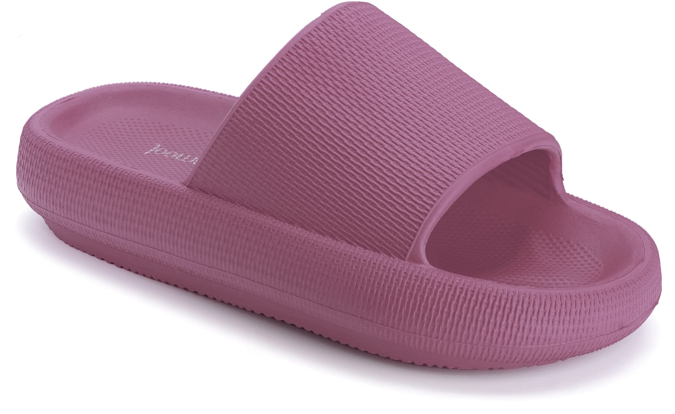 Joomra Womens Slides Thick Sole Platform Non Slip House Shower Bathroom Pillow Slippers for Ladies Cushioned Tan Soft Indoor Bath Female Sandals Fuchsia 35-36