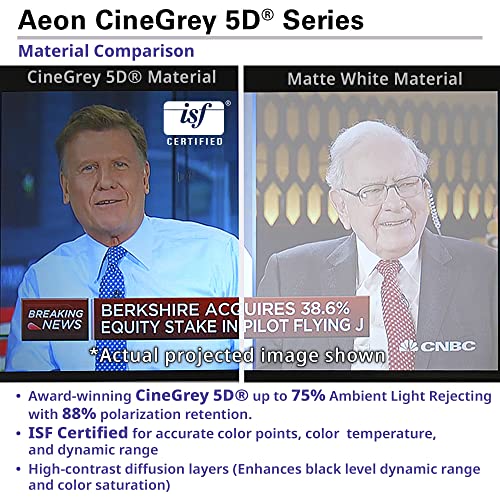 EliteProjector Aeon CineGrey 5D, 150" Diagonal 16:9, Edge Free Ceiling Light Rejecting and Ambient Light Rejecting Fixed Frame Projection Projector Screen for Movie Home Theater, EP-AR150DHD5