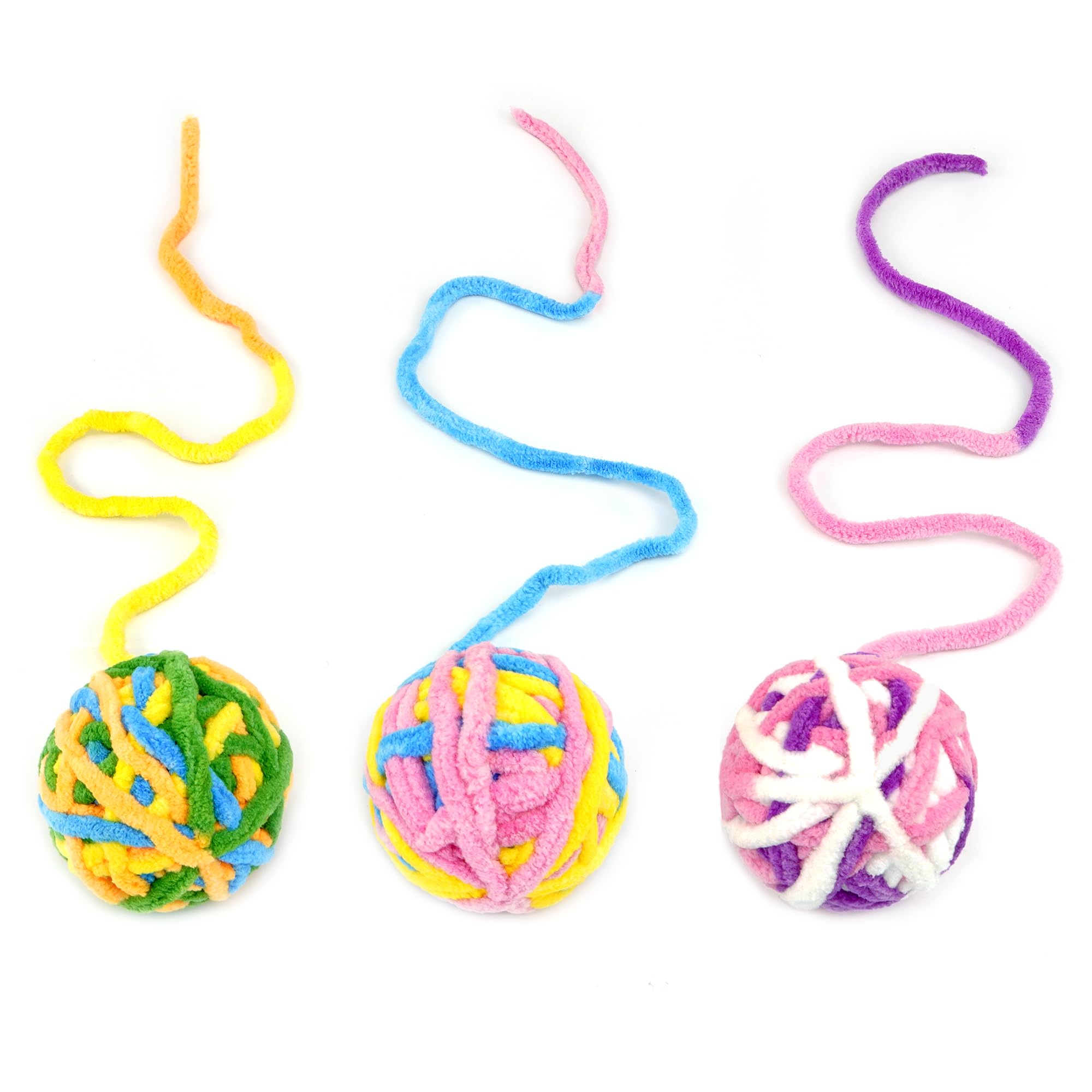 CHIWAVA 6 Pack 20" Woolen Yarn Cat Toys Ball with Bell 2" Large Indoor Cat Toy Balls Kitten Interactive Toys