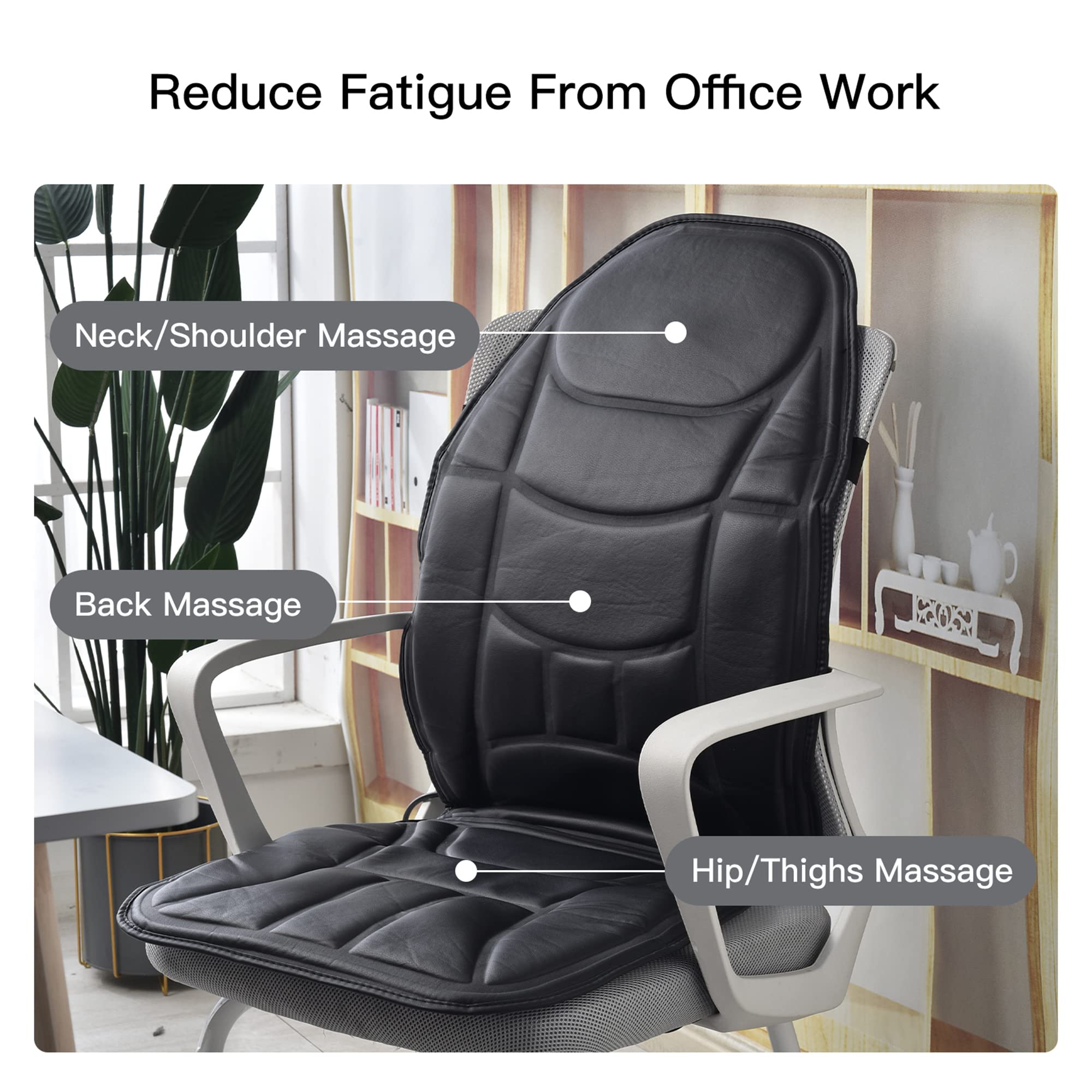 Homesnew Shiatsu Neck and Back Massager with Heat, Heated Massage Chair Pad for Full Back Massage with 9 Vibration Motor and 3 Graphene Heating, Suitable for Home and Office Chair