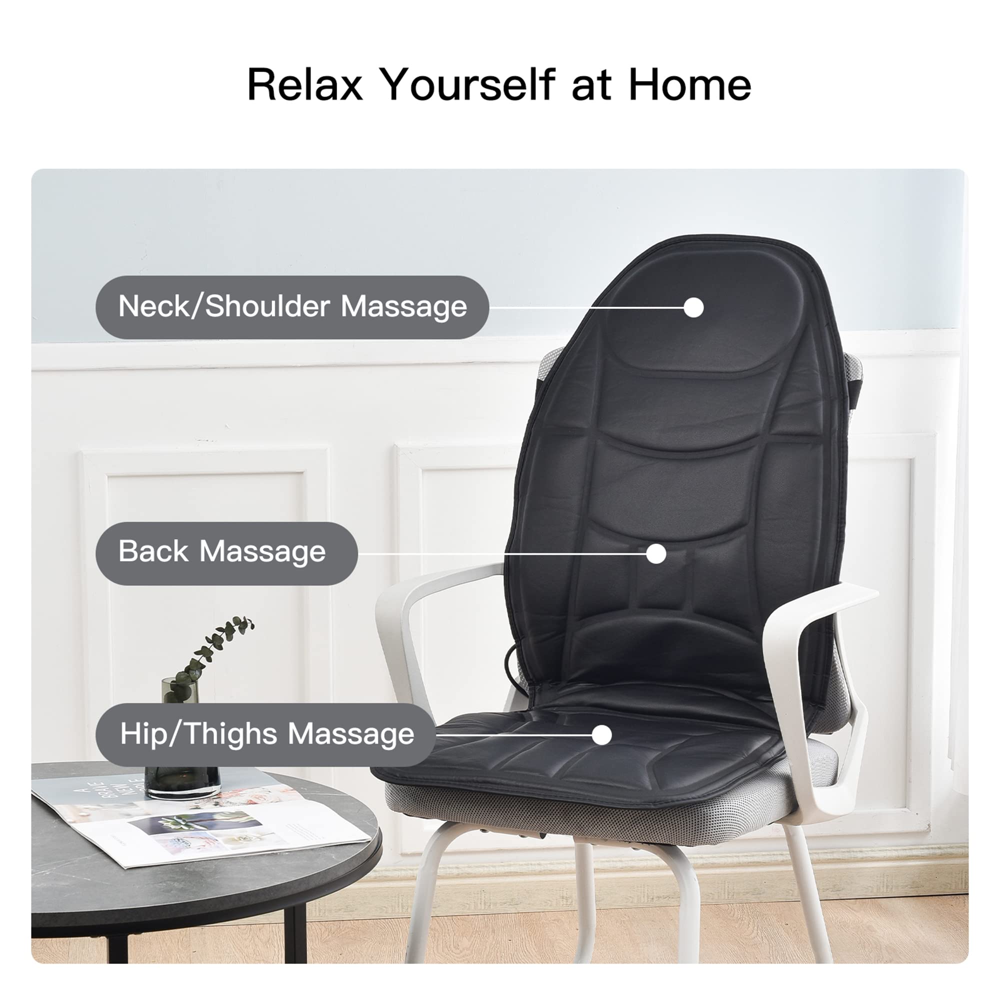 Homesnew Shiatsu Neck and Back Massager with Heat, Heated Massage Chair Pad for Full Back Massage with 9 Vibration Motor and 3 Graphene Heating, Suitable for Home and Office Chair