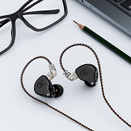 G.K Earbuds Wired Headphone 7BA+1DD Hybrid Driver HiFi Stereo Noise Cancelling IEM Earphone 3.5mm Jack Headphone with Detachable Audio Cable for Musicians DJ Guitarists Sport Gaming (Silver)