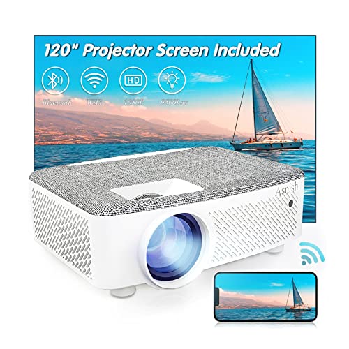 Projector with WiFi and Bluetooth [120" Projector Screen Included] 2023 Outdoor Movie Projector iOS & Android Native 1080P Full HD 9500L Compatible with TV Stick,Video Games, PC, Laptop,Smartphone