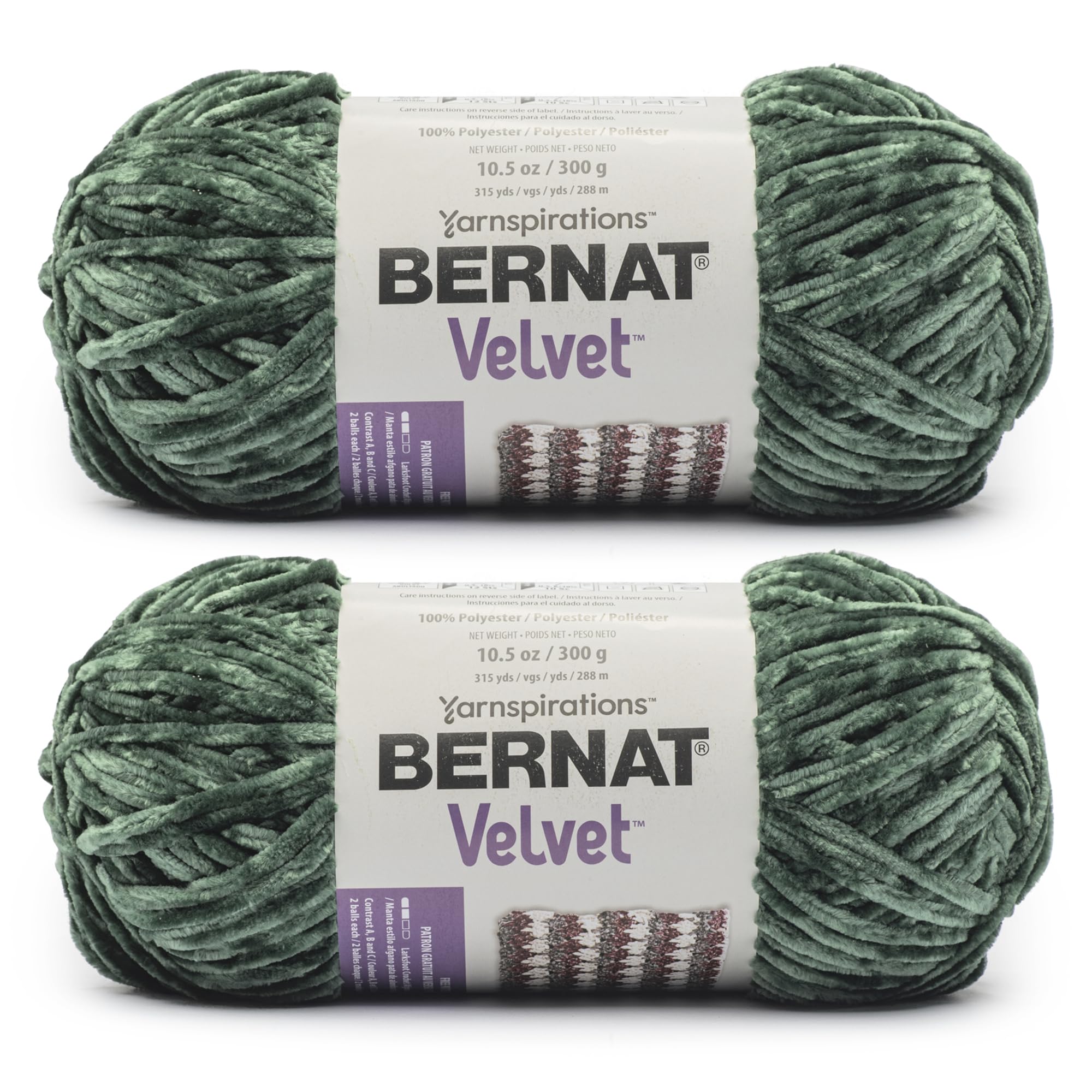 Bernat Velvet Pine Yarn - 2 Pack of 10.5oz/300g - Polyester - #5 Bulky - 315 Yards - Knitting & Crochet