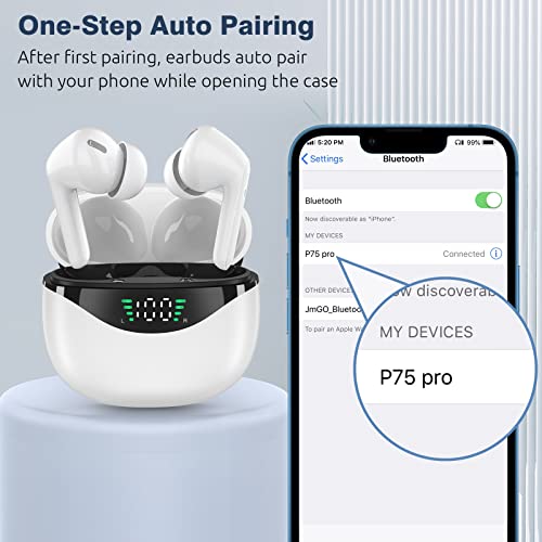 Kargebay Wireless Earbuds, Ear Buds Wireless Bluetooth Earbuds, Noise Cancelling Headphones Headset with Mic, Gaming Earbuds with LED Digital Display Charging Case, for Sports iOS Android PC
