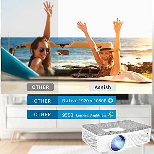 Projector with WiFi and Bluetooth [120" Projector Screen Included] 2023 Outdoor Movie Projector iOS & Android Native 1080P Full HD 9500L Compatible with TV Stick,Video Games, PC, Laptop,Smartphone