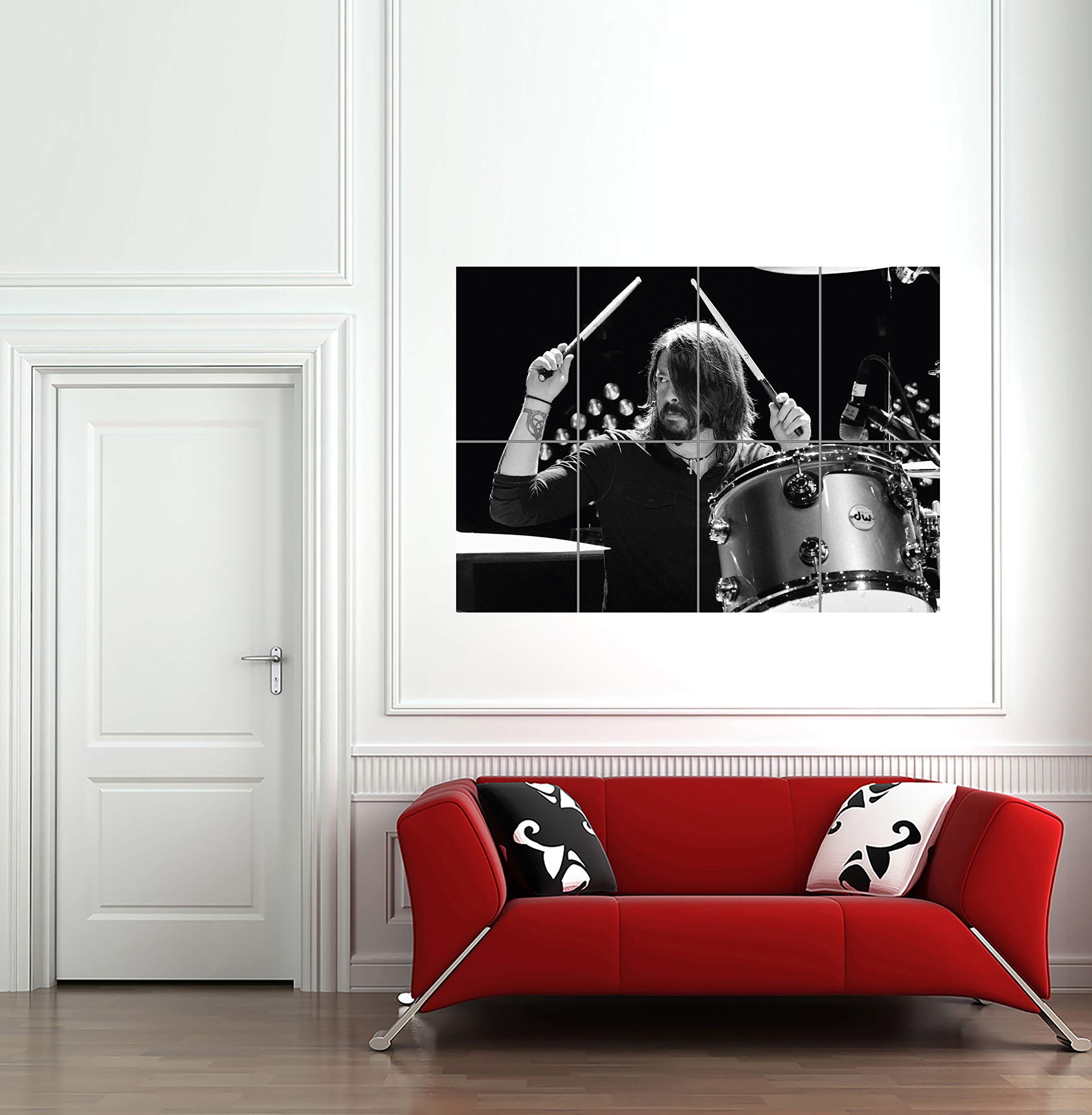 Doppelganger33 LTD Dave Grohl Drummer Guitarist Singer Foo Fighters Nirvana Wall Art Multi Panel Poster Print 47x33 inches