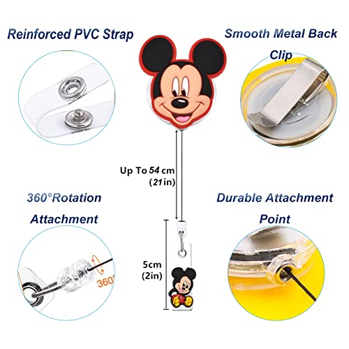 5pcs Cartoon Cute Retractable Badge Holders.Retractable Badge Reel, Badge Reel Holder for Teacher and Nurses, Clip-on Name Badge Holder for Office
