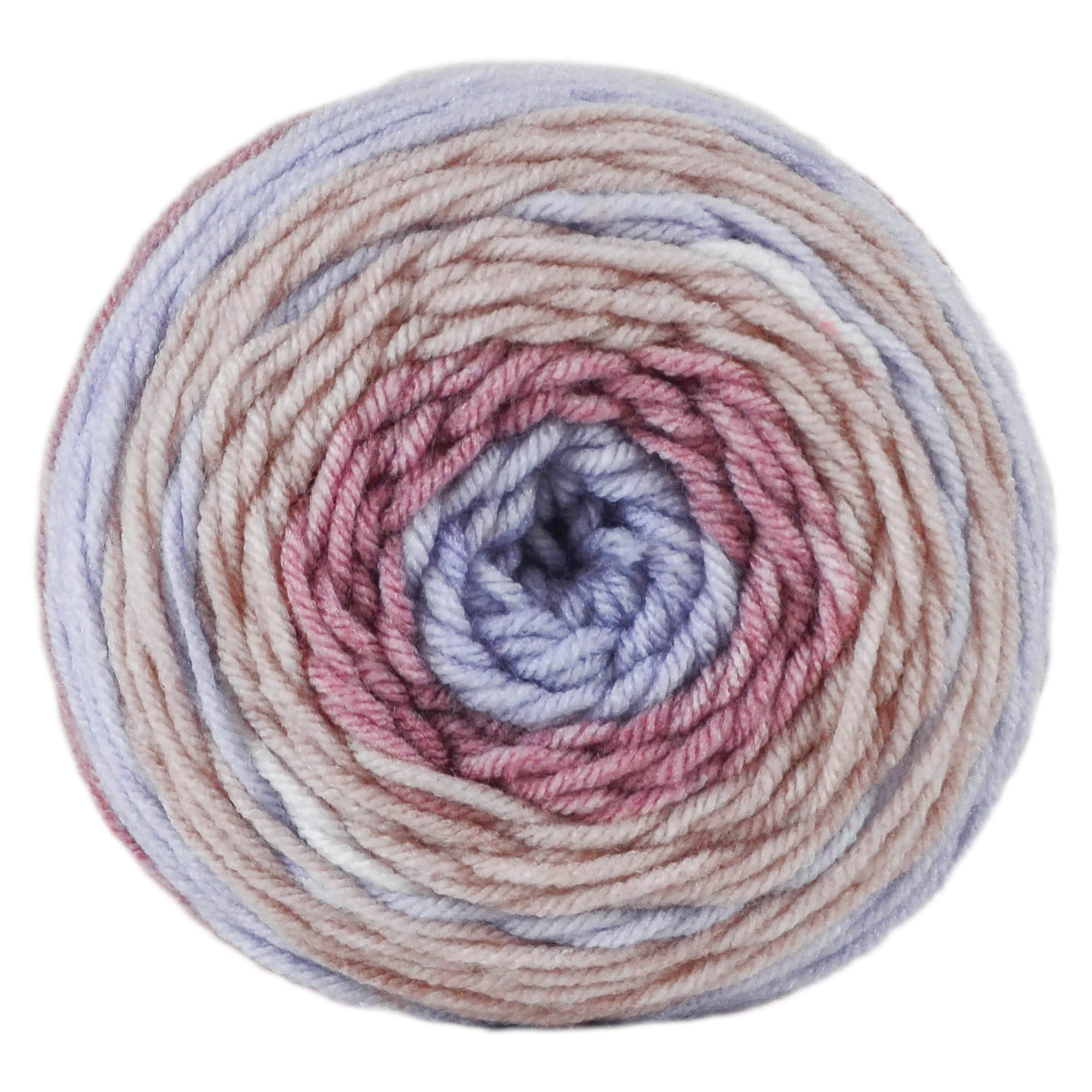 Premier Yarns Sweet Roll Yarn, Ideal Yarn for Crocheting and Knitting, Medium-Weight and Self-Striping Yarn, Made of Acrylic, Honey Lavender, 5 oz, 245 yards