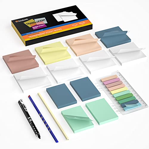 ZAUBETH Transparent Sticky Notes Pads - 800 Pcs Waterproof Self-Adhesive Pad,Translucent Sticky Notes Suitable for ReadingγStudyingγ HomeγOfficeγSchoolοΌSticks SecurelyοΌRemoves Cleanly (3"x3")