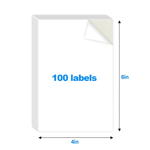 MaxGear 4x6 inch Removable Labels 100 Sheets, Water/Oil/Tear Resistants No Residue for Home Packing Box and Storage Bins, Matte White Paper Sheets, Permanent Strong Adhesive, Dries Quickly