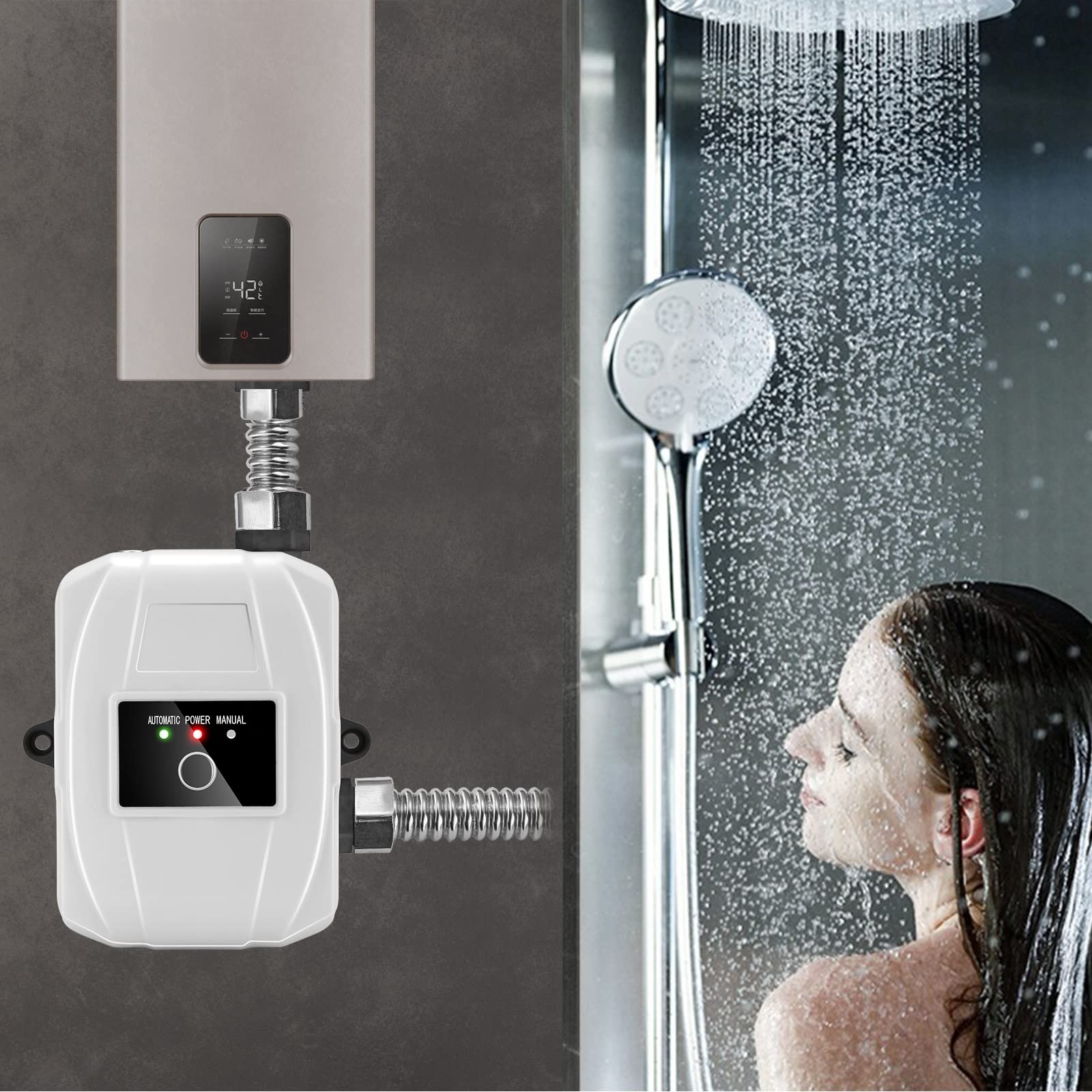 Electric Submersible Pump Booster Pump, Auto Pressure Controller Brushless Water Pump 75 Feet 24V 100W Kitchen Sink Shower Head Outside Tap 33L/min Sump Pump