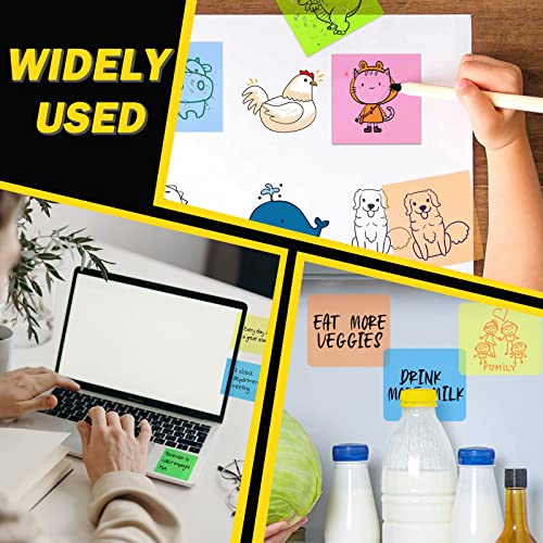 ZAUBETH Transparent Sticky Notes Pads - 800 Pcs Waterproof Self-Adhesive Pad,Translucent Sticky Notes Suitable for Reading、Studying、 Home、Office、School,Sticks Securely,Removes Cleanly (3"x3")