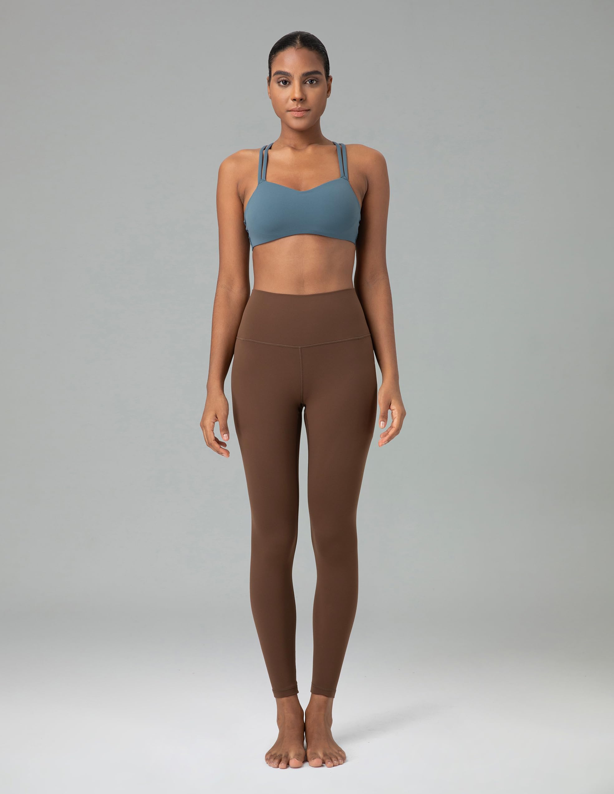 Colorfulkoala Women's Dreamlux High Waisted Workout Leggings 28" Inseam Full Length Yoga Pants (M, Cocoa)