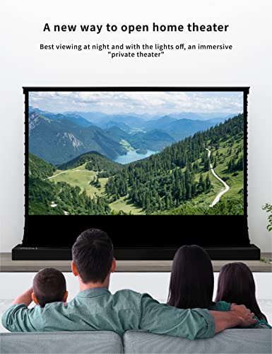 VIVIDSTORM Since 2004-Projector Screen,Pearlescent Cinema White Plus Screen,Black Housing Motorized Floor-Rising Projection Screen,VSDSTZW72H