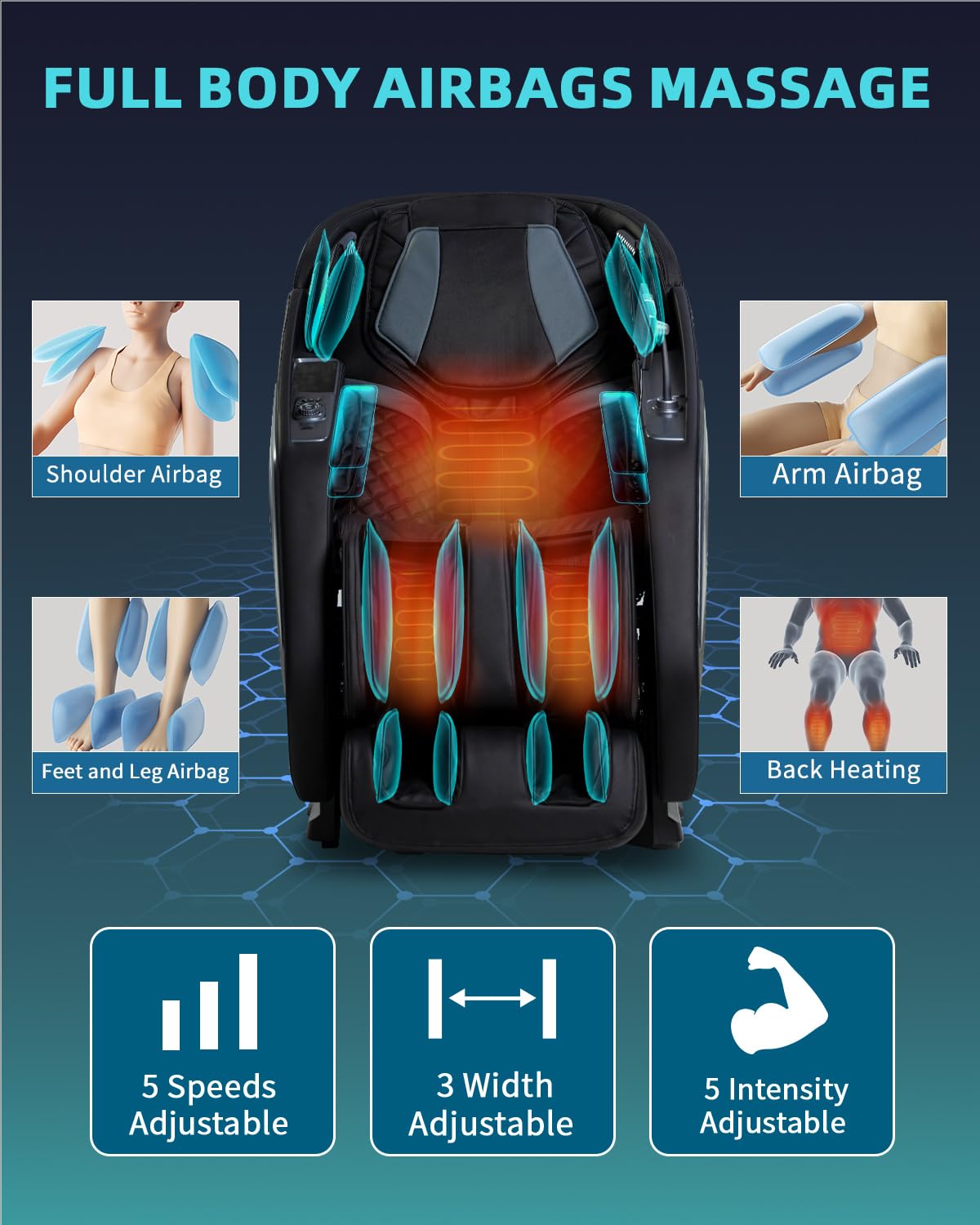 RelaxRelife Full Body Zero Gravity Massage Chair with Body Scan 4D Intelligent Shiatsu Strecth Massage, Back/Leg Heated with AI Voice Control Bluetooth Speaker Airbags SL Track Massage Black