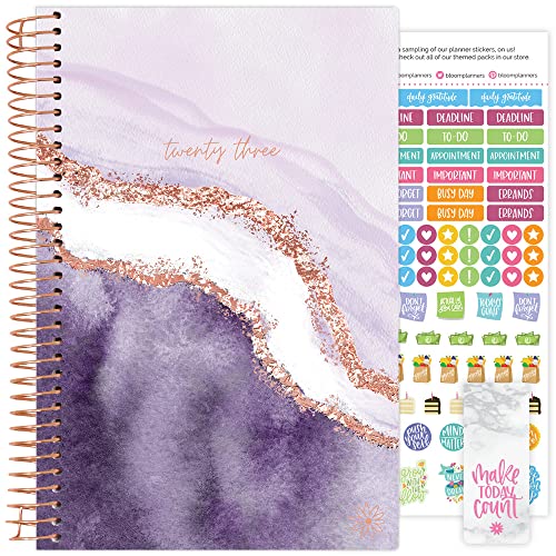 bloom daily planners 2023 Calendar Year Day Planner (January 2023 - December 2023) - 5.5โ x 8.25โ - Weekly/Monthly Agenda Organizer Book with Stickers & Bookmark - Lavender Daydream