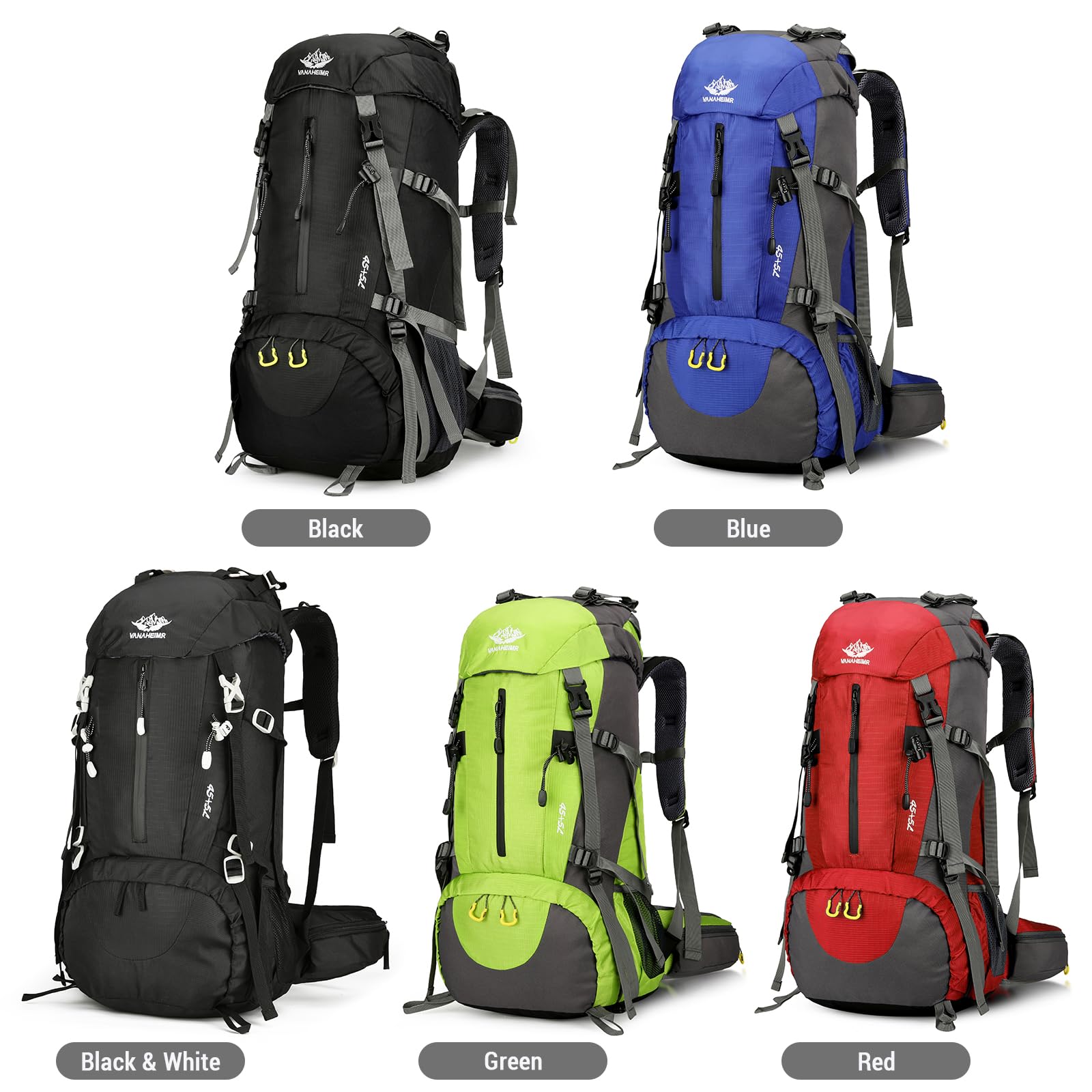 HUIOP hiking backpack, 50L Hiking Backpack Waterproof Camping Backpack with Rain Cover Travel Day Pack Bag with Shoe Compartment for Outdoor Backpacking Climbing
