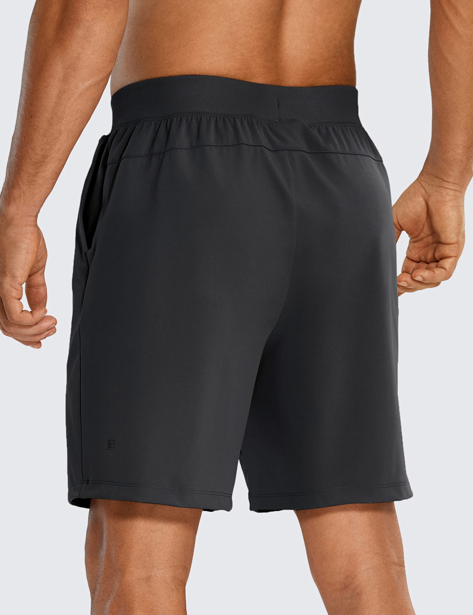CRZ YOGA Men's Four-Way Stretch Workout Shorts - 7'' Soft Durable for Casual Athletic with Pockets Ink Gray Medium
