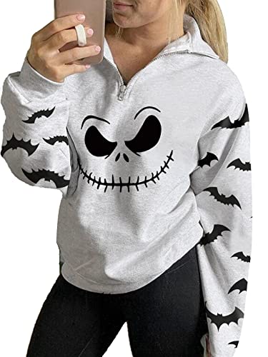 tiqwova Womens Nightmare Before Christmas Halloween Sweatshirt, Loose Casual Christmas Shirt for Women (N01-2XL)