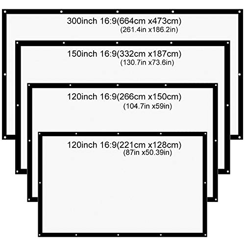 n/a 180/200/250/300 Inch Projection Projector Screen 16:9 Fold Portable Screen Canvas Matt White for Home Film Wall Mounted (Size : 250 inch)
