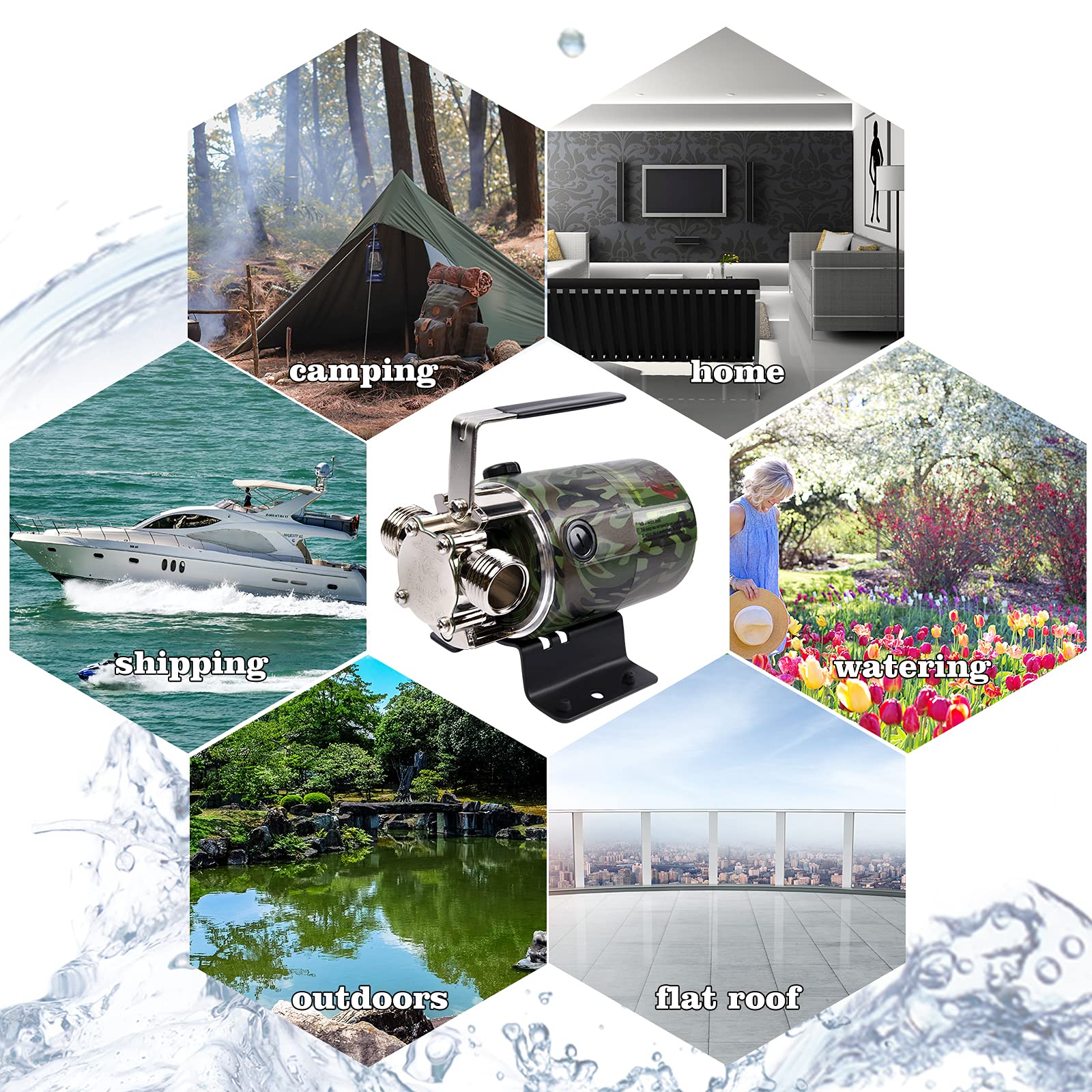 TIGEROAR Water Transfer Pump 115V Water Pump 330 GPH Utility Portable Electric with 6 ft. Suction Hose 0.1HP Pool for Transferring from Ponds, Pools, Aquariums, Hot Tubs