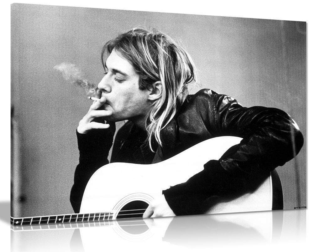 Kurt Cobain Nirvana Smoking Canvas Wall Art Picture Print (18x12in)