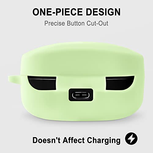 Geiomoo Silicone Case Compatible with Sony WF-1000XM4, Protective Cover with Carabiner (Luminous Green)