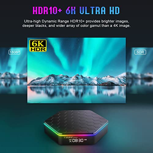 Android TV Box 12.0 4GB RAM 64GB ROM TV Box Android 2022 H618 Quad-core Cortex-A53, Android Box 4K 6K with Wi-Fi 6 2.4G/5G Bluetooth 5.0 HDR10+ Ethernet 100M USB 2.0 Smart TV Box
