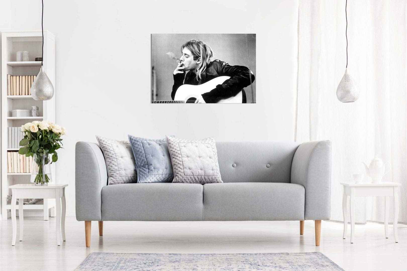 Kurt Cobain Nirvana Smoking Canvas Wall Art Picture Print (18x12in)