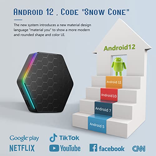 Android TV Box 12.0 4GB RAM 64GB ROM TV Box Android 2022 H618 Quad-core Cortex-A53, Android Box 4K 6K with Wi-Fi 6 2.4G/5G Bluetooth 5.0 HDR10+ Ethernet 100M USB 2.0 Smart TV Box