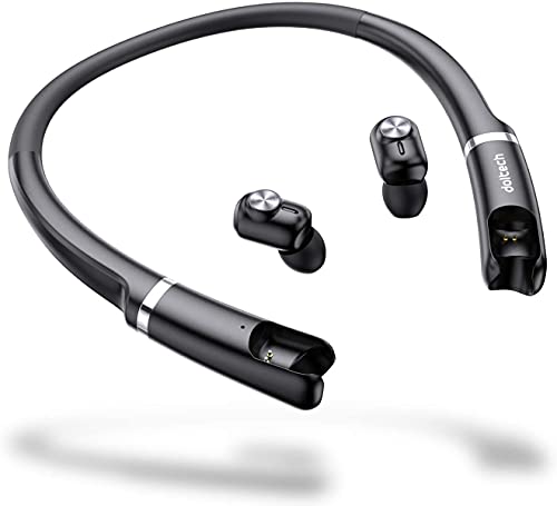 DolTech T20 True Wireless Earbuds Bluetooth Headphones, Bluetooth 5.0 Earphones with Charging Neckband, CVC 8.0 Noise Canceling in-Ear Headphones IPX7 Waterproof Headsets with Built-in Mic (Black)