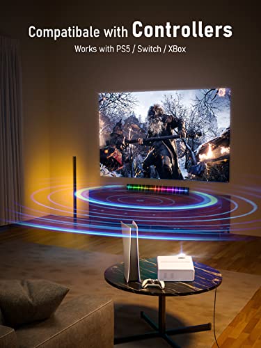 YEHUA WiFi Projector, 4K HD Outdoor Projector Mini Projector with Remote, 1080P & 160" Screen Supported, Movie Home Theater for TV Stick, Laptop,PC, iOS & Android, PS4, HDMI, USB, AUX, AV