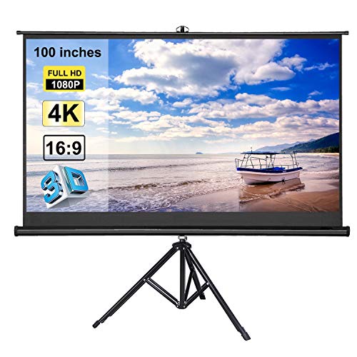 ZYZMH Projector Screen 72 100 inches Tripod Stand 16:9 Portable Projection Screen 4K 3D Movies Screen for Home Office Indoor Outdoor (Size : 72 inch)