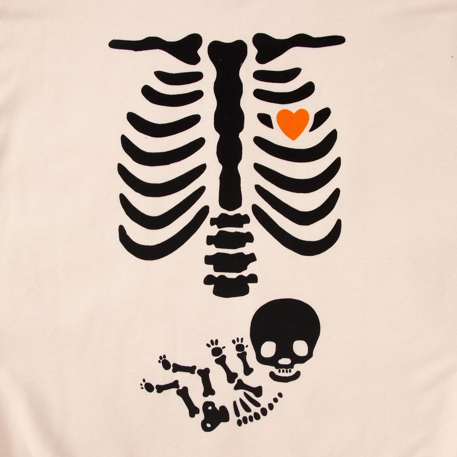 SOFEON Women Halloween Sweatshirt X-Ray Skeleton Maternity Sweatshirt Funny Pregnancy Announcement Crewneck Pullover Tops(Beige,XX-Large)