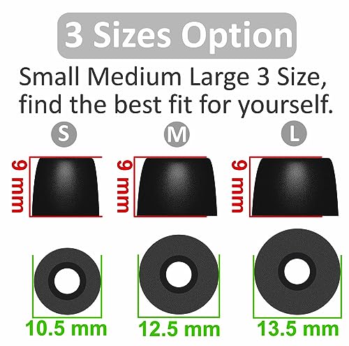 IiEXCEL 6 Pairs WF-1000XM5 Memory Foam Tips, Replacement S/M/L Cancel Noise Fit in Case Comfortable No Silicone Pain Ear Tips Eartips Compatible with Sony WF-1000XM4 WF-1000XM5 - Foam Black