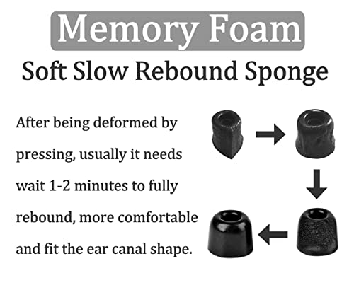 IiEXCEL 6 Pairs WF-1000XM5 Memory Foam Tips, Replacement S/M/L Cancel Noise Fit in Case Comfortable No Silicone Pain Ear Tips Eartips Compatible with Sony WF-1000XM4 WF-1000XM5 - Foam Black