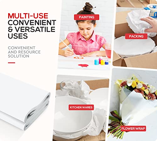 Packaging Paper (~ 5LB Bulk Pack) Size ~ 27" x 17" Unprinted Clean Newsprint Paper Sheets Ideal for Moving, Shipping, Box Filler, Wrapping and Protecting Fragile Items - Made in USA