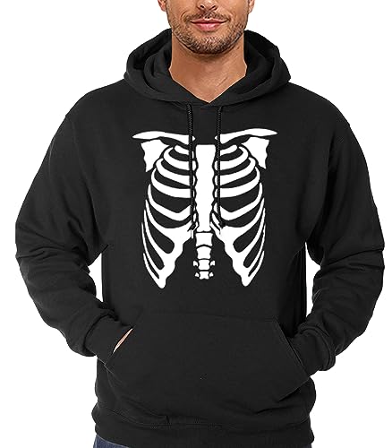 AOBUTE Adult Lightweight Skeleton Hoodie Drawstring Halloween Pocket Hooded Pullover XL