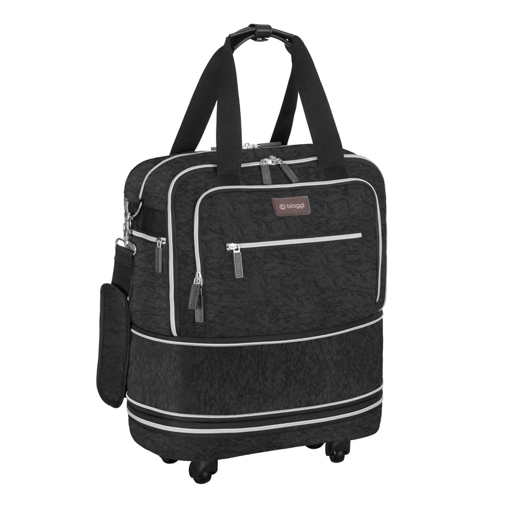 Biaggi Zipsak Boost! Foldable Underseat Carry-On Expands to Full Size Carry-On - Custom Sized Packing Cube Included (Black)