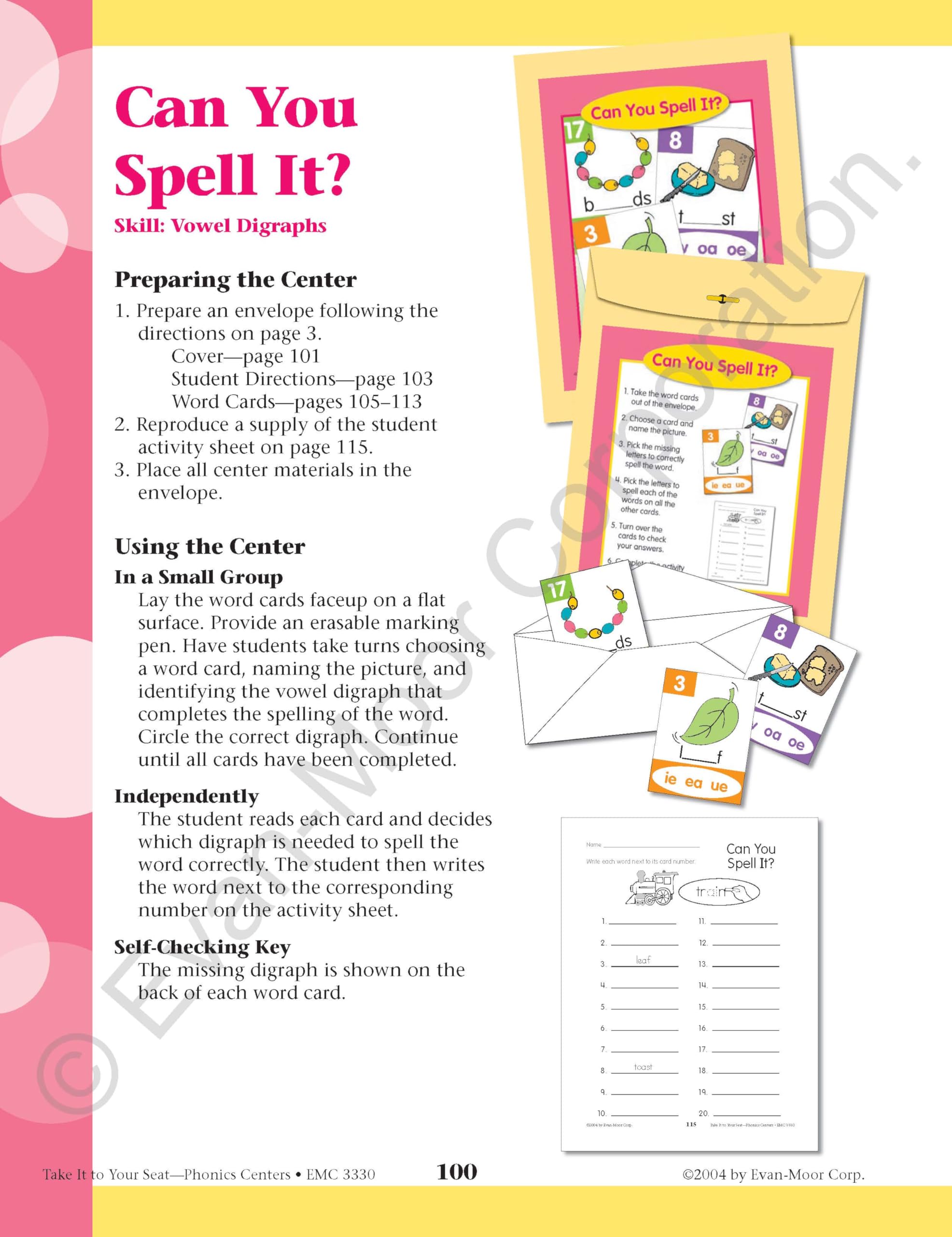 Take It to Your Seat Phonics Centers, Grades 2-3