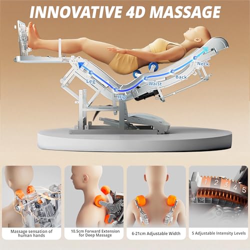 HealthRelife 4D Massage Chair Full Body Zero Gravity Full Body SL Track Intelligent Voice Control Bluetooth Speaker with Heated, Black