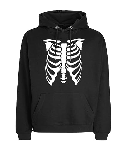 AOBUTE Adult Lightweight Skeleton Hoodie Drawstring Halloween Pocket Hooded Pullover XL