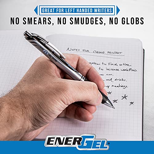 Pentel® EnerGel™ RTX Retractable Liquid Gel Pens, Medium Point, 0.7 mm, 54% Recycled, Blue Barrel, Blue Ink, Pack Of 12