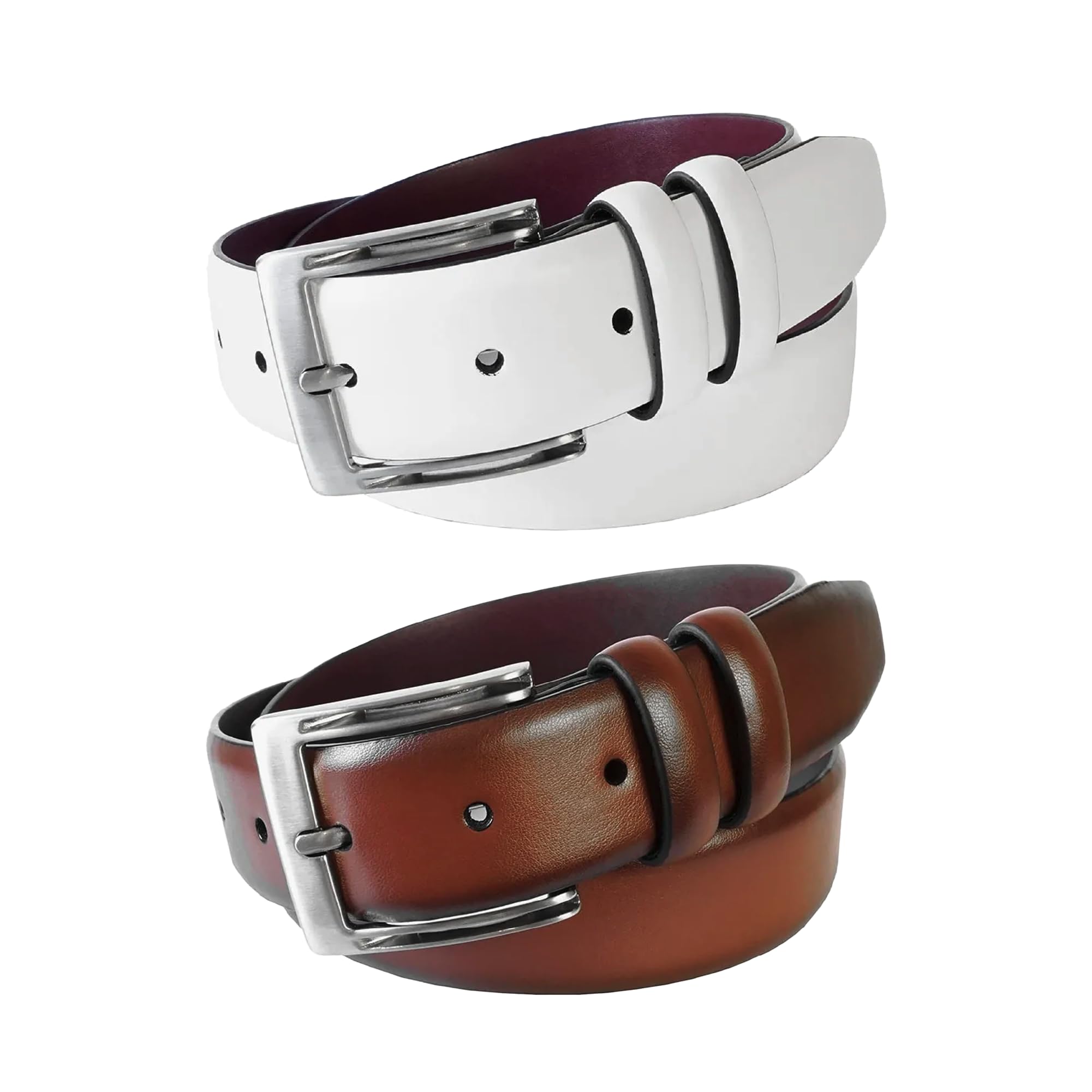 Florsheim Men's Pebble Grain Leather Belt 32MM, Brown, 40