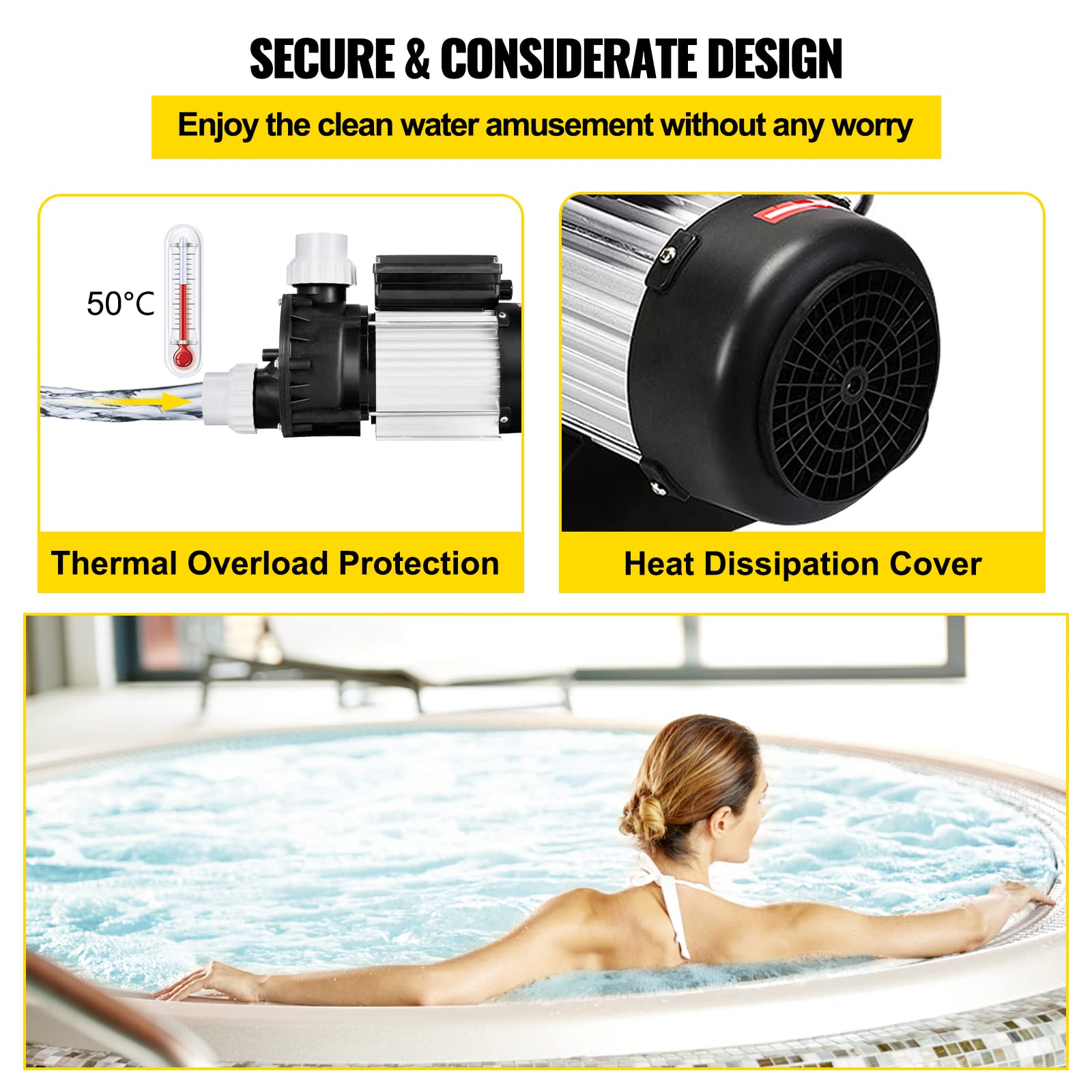 VEVOR Swimming Pool Pump 1/2 HP 110V Hot Tub Pump 0.37 Kw Water Circulation Pool Pump Spa Pump Above Ground Pool and Whirlpool Bath