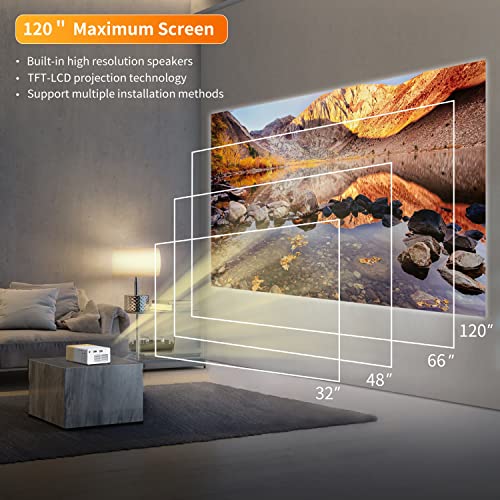 6500 Lumens Mini Home Projector, Zemeollo 1080P Full HD Supported Movie Projector,120" Home Theater Video Projector,Native 720P HD Portable Projector for iOS/Android/TV Stick/HDMI/USB/AV Interface