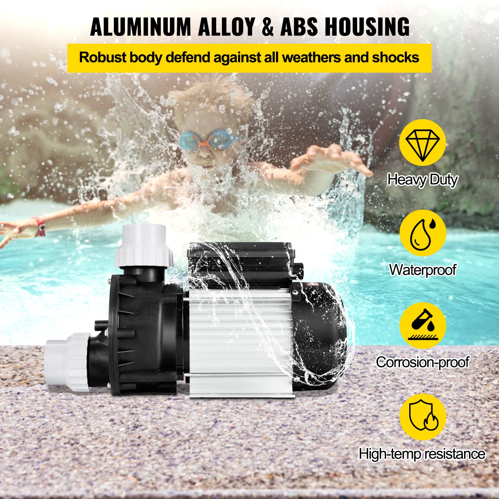 VEVOR Swimming Pool Pump 1/2 HP 110V Hot Tub Pump 0.37 Kw Water Circulation Pool Pump Spa Pump Above Ground Pool and Whirlpool Bath